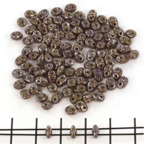 superduo 2.5 x 5 mm brown picasso - kralen - CreaDream.nl